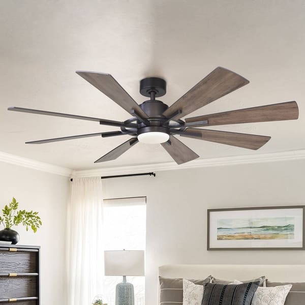 60-in Oil-rubbed Bronze Windmill Large Ceiling Fans with Lights and ...