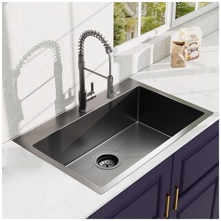 33 Inch Topmount 18 Gauge Stainless Steel Kitchen Sink - Bed Bath ...
