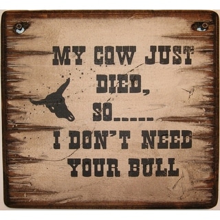 Cowboy Signs Wood Wall Hanging Western Cow Died Bull White Brown - Bed ...