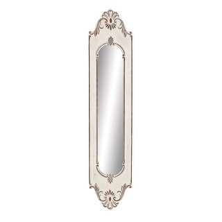 Wooden Floral Slim Oval Vintage Style Wall Mirror with Carved Brown ...