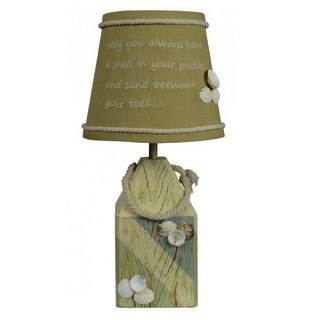 Set of 2 Cape Cod Nautical Buoy Accent Lamps with Seashells and Fabric ...