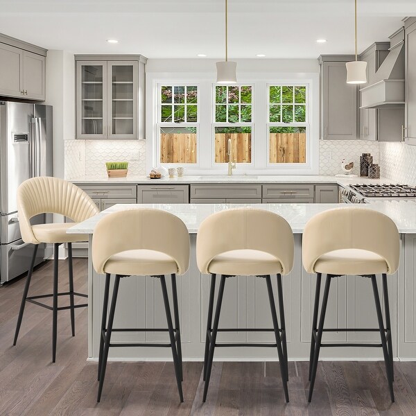 Glitzhome Modern Quilted Leatherette Tapered Legs Bar Stools Set of 4 or 6