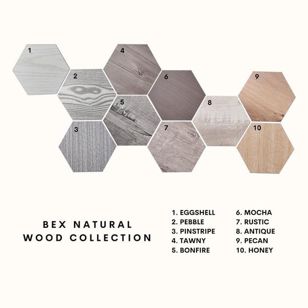 Bex Peel and Stick Wood-Look Hexagon Backsplash Wall Tiles 6" x 6.9" (6 ...