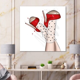 Designart "Female Legs With Stylish Red Shoes I" Modern Canvas Wall Art ...