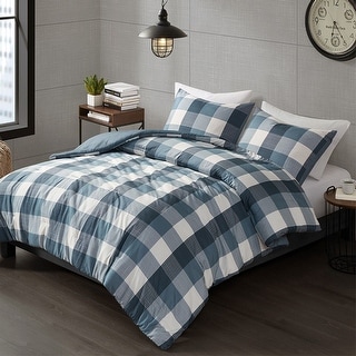 Full/ Queen Plaid Comforter Set Blue - Bed Bath & Beyond - 39990613