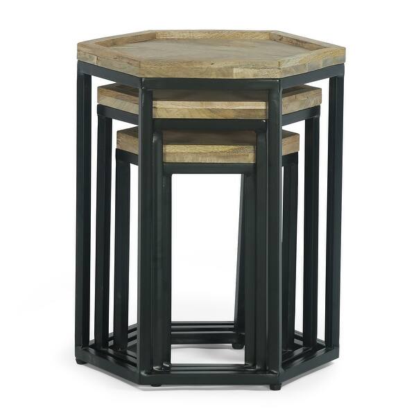 Morella Modern Industrial Handcrafted Mango Wood Nested Side Tables ...