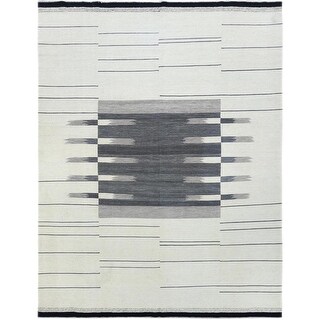 Shahbanu Rugs Hand Woven Avant-Garde Stripe Design Flat Weave Kilim ...
