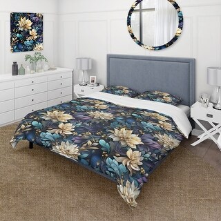 Designart "Deep Emerald Purple Lotus Enchante IV" cottage bed cover set ...