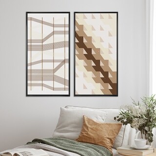 Designart "Graphic Vintage Minimal Geometrics VI" Geometric Framed Art ...