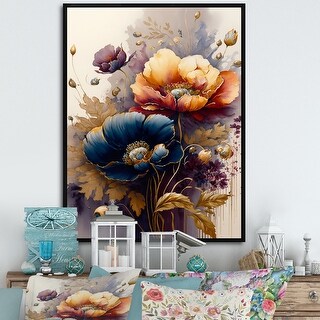 Designart "Night Shade Poppy Floral Design IV" Floral & Botanical ...