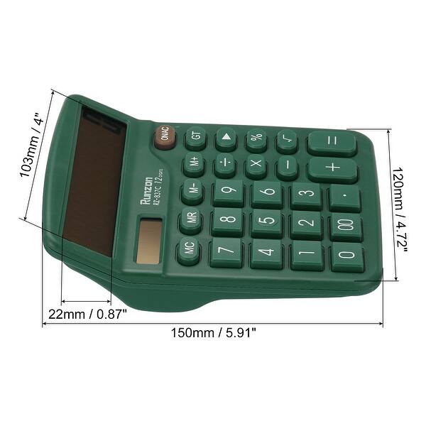 Desk Calculator, 12 Digits Electronic Calculator Solar Battery, Green ...