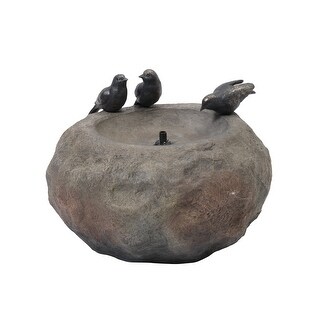 16.5-Inch Long Electric Polyresin Stone Water Fountain with 3 bird ...