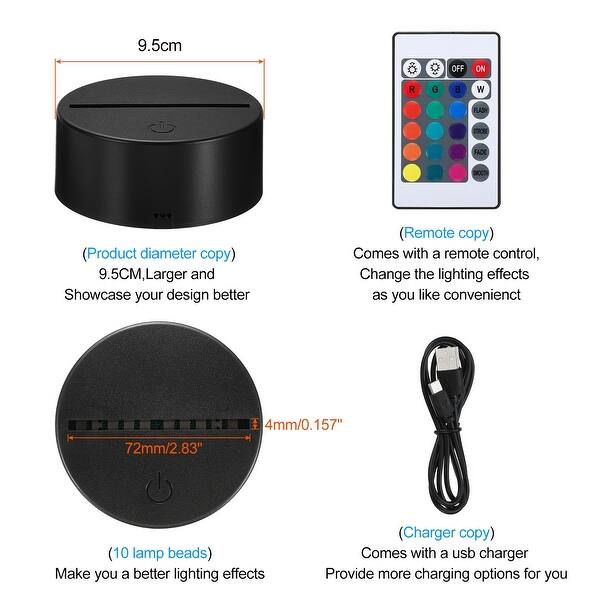 4 Pieces 3D Night LED Light Lamp Base 16 Colors Light Display Base ...