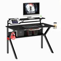 Metal Frame Gaming Desk with Shelve - Bed Bath & Beyond - 38404360