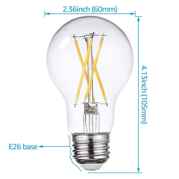 7W Dimmable A19 Edison Filament LED Bulb, 2700K Soft White - Bed Bath ...