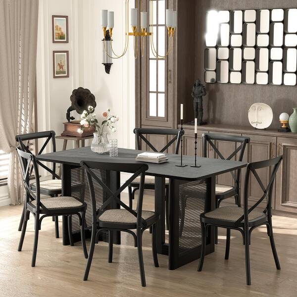 Solid Wood 67'' Square Dining Table for 6 People Nordic style - 67*34 ...