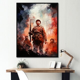 Designart "Military Soldiers Monumental Defenders " Military Framed ...