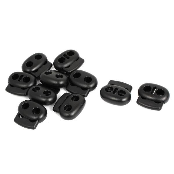 5mm Dia Double Hole Oval Spring Loaded Cord Lock Stopper Toggle End ...