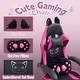 Cute Gaming Chair with Cat Paw Lumbar Cushion and Cat Ears, Ergonomic ...