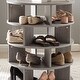 Round pushable wooden shoe cabinet on wheels for 16-20 pairs of shoes ...