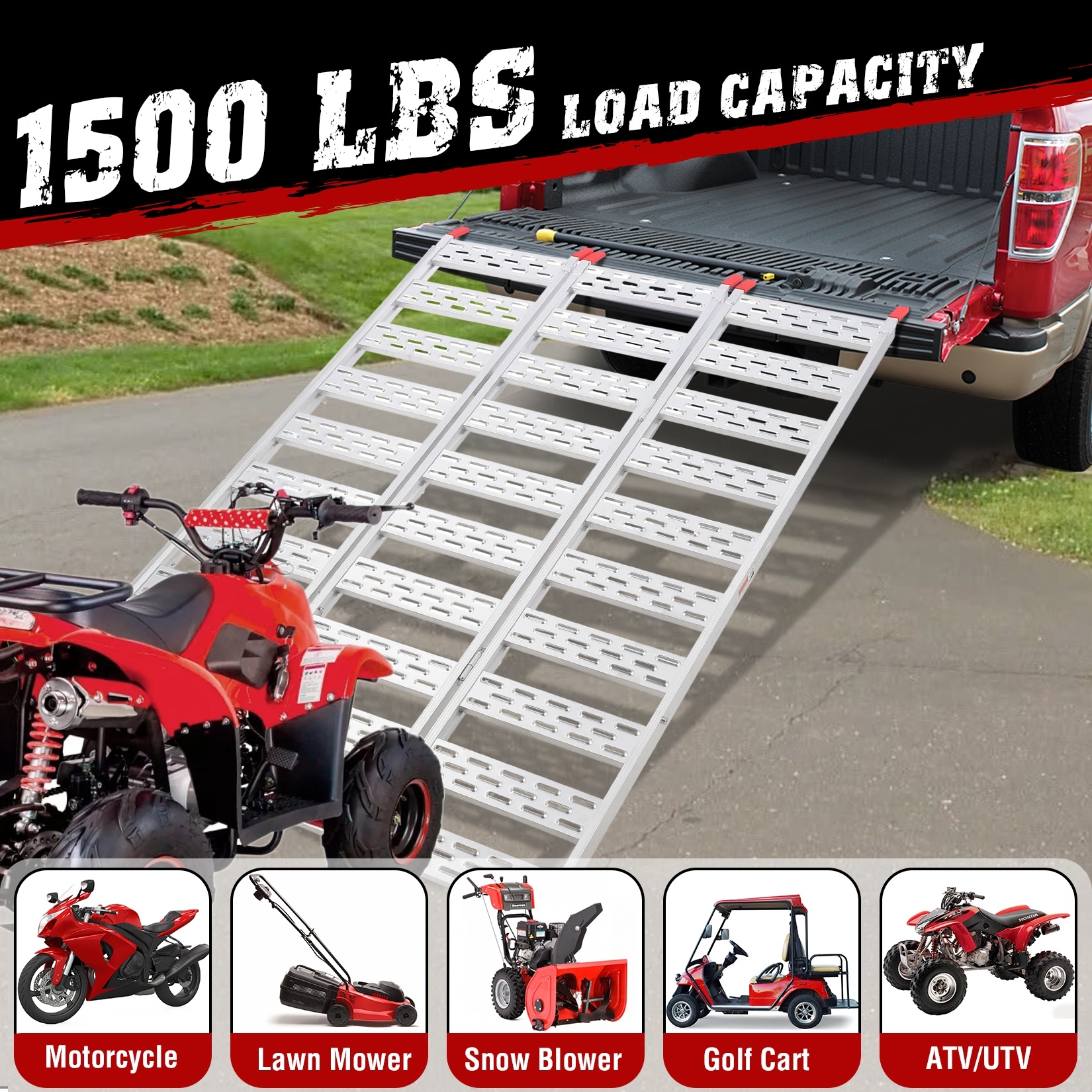 Rampas Para Levantar Carros 77''L X 54'' W Folding Loading Ramp, 1500 ...
