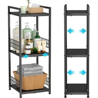 3-Tier Expandable Metal Shelving Unit,Free-Standing Narrow Storage Rack ...