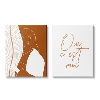 Stupell Oui C'est Moi French Phrase Woman Behind Palms 2pc Multi Piece ...