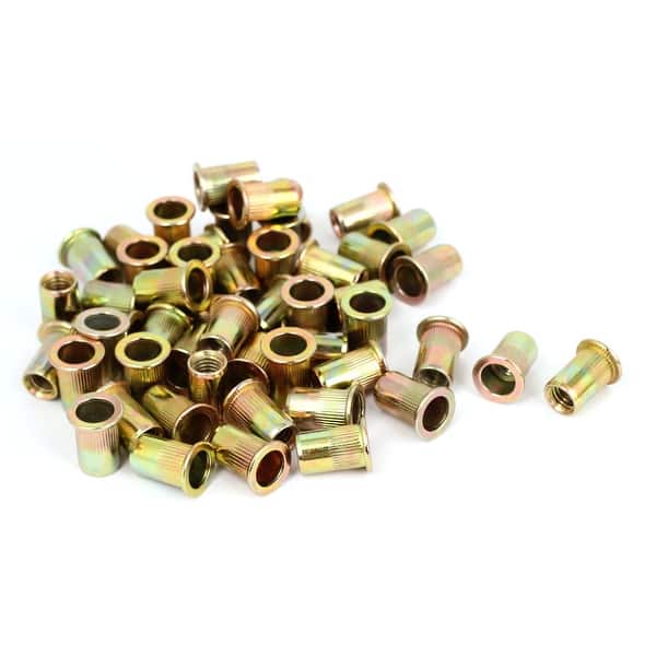 M8x18mm Ribbed Body Flat Head Rivet Nut Threaded Insert Nutserts 50 Pcs ...
