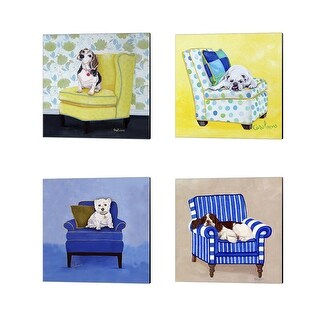 Carol Dillon 'Dogs on Chairs A' Canvas Art (Set of 4) - Bed Bath ...