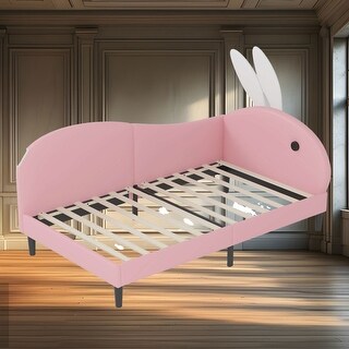 Twin Size Upholstered Rabbit-Shape Daybed with Playful Rabbit Ear ...