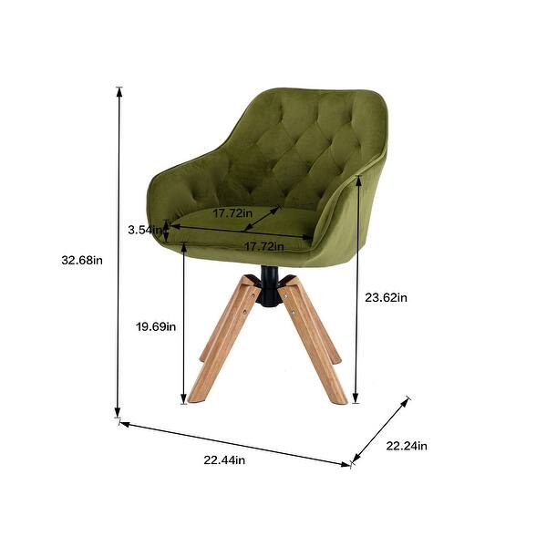 No Wheels Swivel Office Chair with Solid Wood Legs Desk Chair - Bed ...