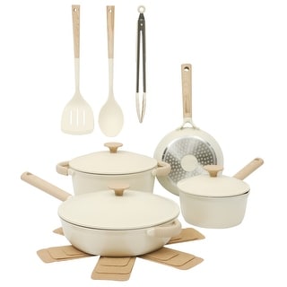Gibson Elite Folkstone 13 Piece Cast Aluminum Nonstick Ceramic Cookware ...