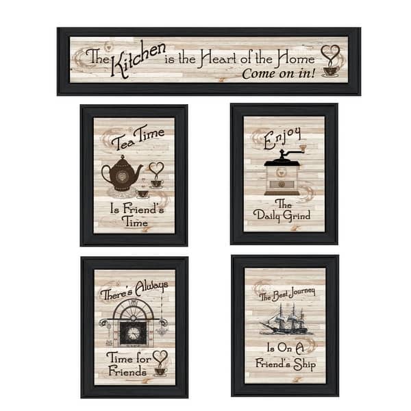Set Of Five Kitchen Friendship Collection Ii 2 Black Framed Print ...