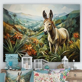 Designart "Countryside Donkey Horizon VI" Donkey Wall Décor Grey ...