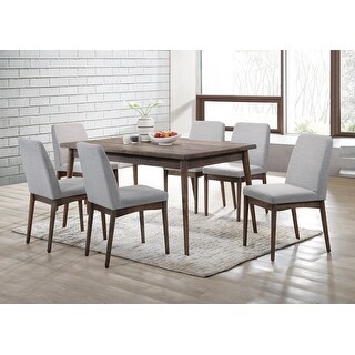 7-Piece Dining Set with Melamine Top Table and Upholstered Chairs - Bed ...