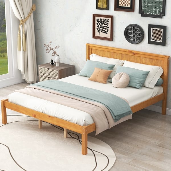 rustic wood bed frame queen
