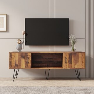 60 inch Wide Modern Industrial, Living Room Entertainment Center - Bed ...
