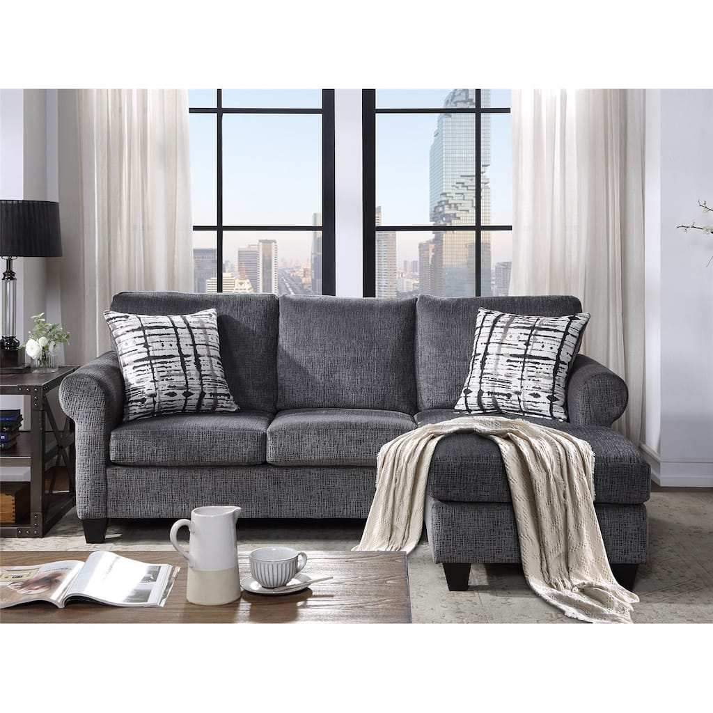 Compact L-shaped 3-seat Modern Linen-upholstered Couch - Overstock ...