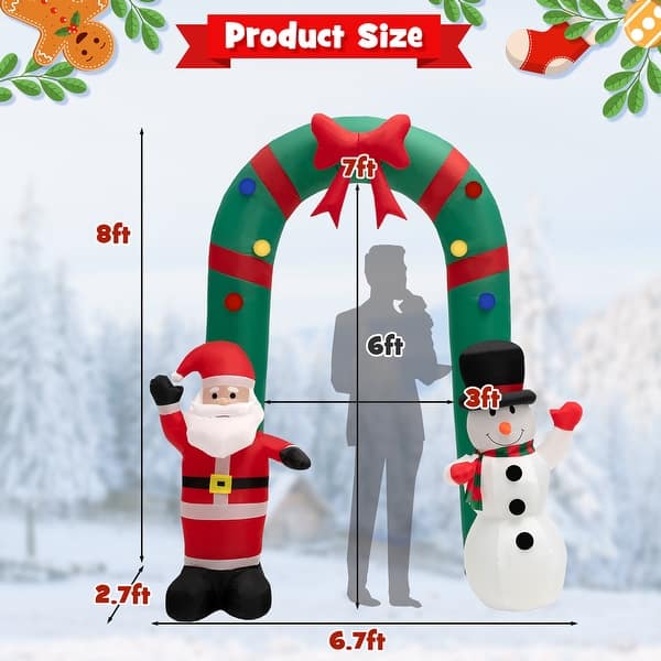 8 FT Christmas Inflatable Archway with Santa Claus and Snowman - Bed ...