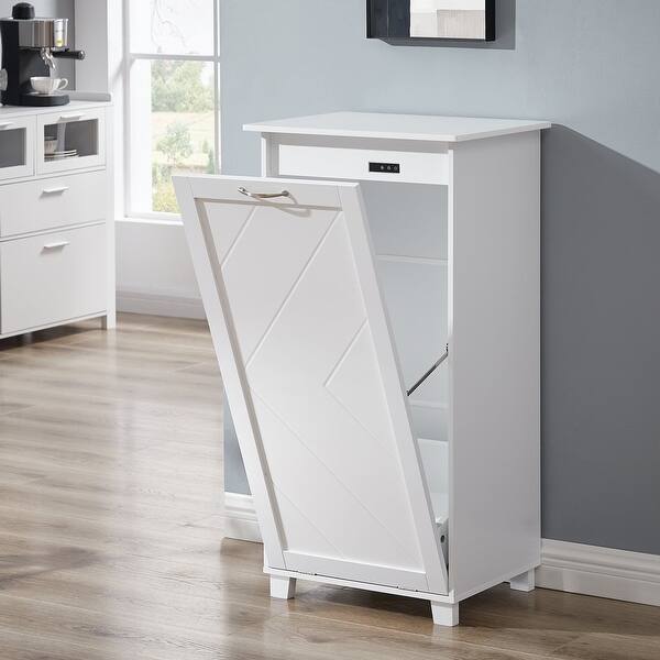 VECELO Tilt Out Kitchen Trash Bin Cabinet with Negative Ion Deodorizing ...