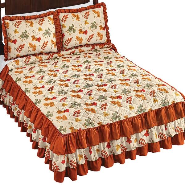 Autumn Triple Ruffle & Diamond Quilted Polyester Bedspread - Bed Bath ...