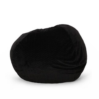 Negar 5 Foot Rounded Short Faux Fur Bean Bag, Black - Bed Bath & Beyond ...
