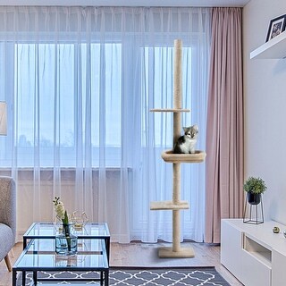 Cat Craft 4-Level Adjustable Floor to Ceiling Cat Tree with Bolstered ...