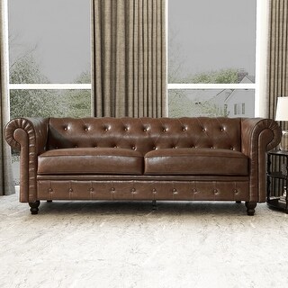 80 inch Round Arms Velvet Couch Chesterfield Sofa - Bed Bath & Beyond ...