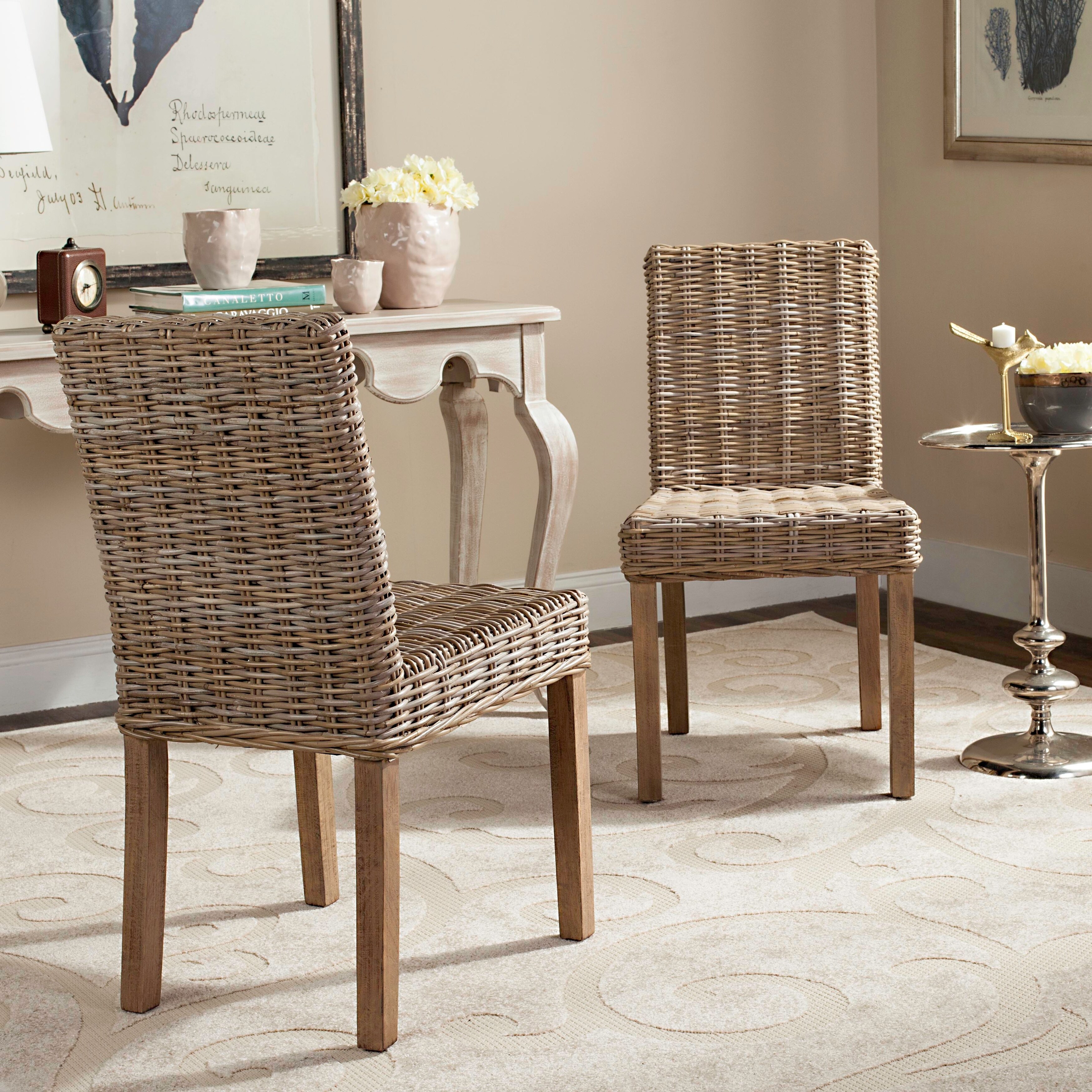 Woven wicker dining chairs store