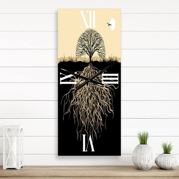 Designart 'Tree Silhouette With Roots' Traditional wall clock - Bed ...
