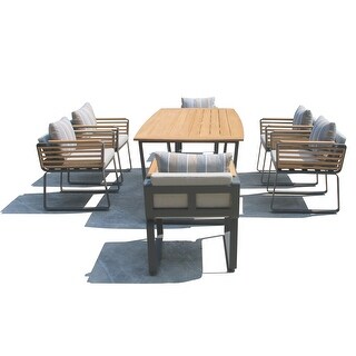 Deko Living 6 Place Seating Palazzolo Outdoor Teak Patio Dining Table ...