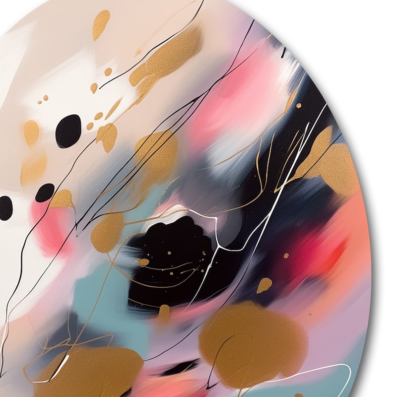 Designart "Brushstroke Abstract Painting IV" Abstract Metal Round Wall ...