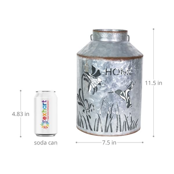 Exhart Solar Stamped Metal Hummingbird and Flower Design Lantern Reads ...