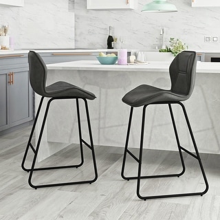 Leather Bar Chair Counter Height Pub Kitchen Stools Ergonomic Bar ...